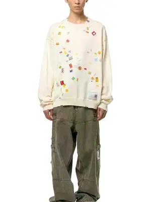 Mihara Yasuhiro Price Tag Graphic Knit Sweater - Neutrals