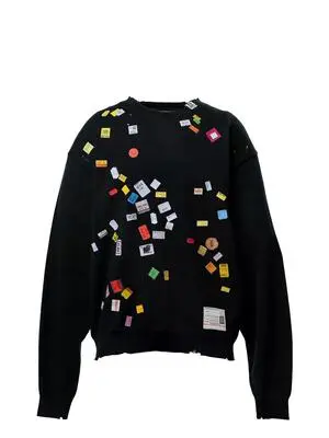 Mihara Yasuhiro Price Tag Sticker Knit Sweater - Black