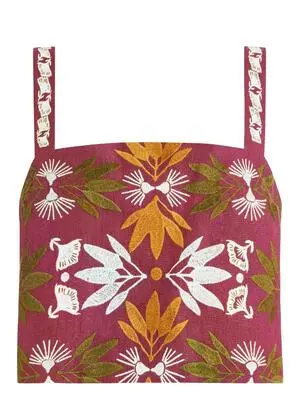 MARIE OLIVER Payton Embroidered Cropped Top - Multicolour