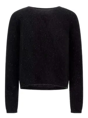 Herno Rib-knit Sheen-finish Crew Neck Sweater - Black