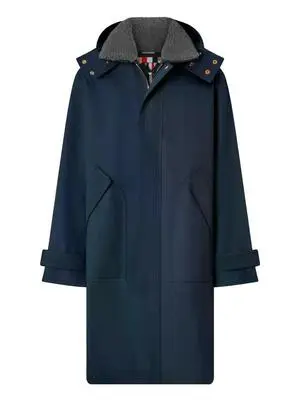 Thom Browne Mackintosh Rain Coat With Detachable Shearling Collar - Blue