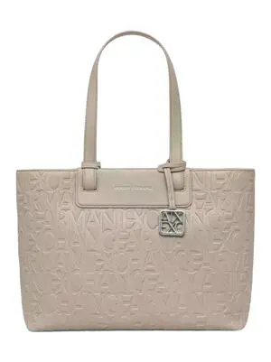 Armani Exchange Logo-embossed Grained Tote Bag - Neutrals