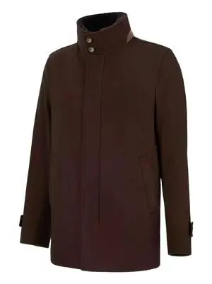 Herno Cashmere Coat With Suede Trim - Brown
