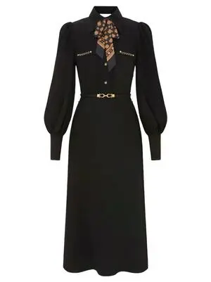 Zimmermann Utility Belted Silk-scarf Midi Dress - Black