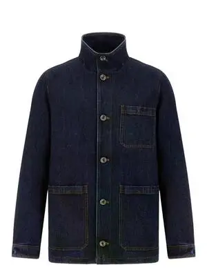 Herno High-neck Denim Shirt Jacket - Blue