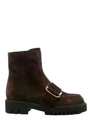 TRUMAN´S Buckled Suede Ankle Boots - Brown