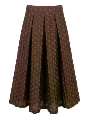 LUNATICA MILANO Pleated Polka-dot Midi Skirt - Brown
