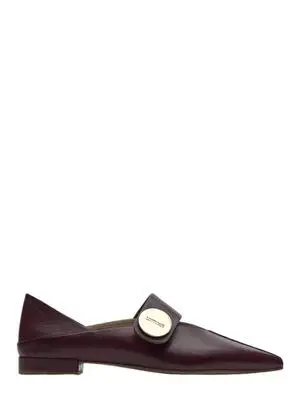 LOTTUSSE Burgundy Leather Logo Plaque Ballet Flats - Red