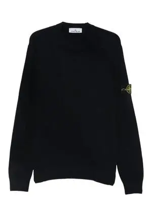 Stone Island Stone Island Logo Patch Crew Neck Sweater Black