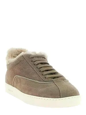 Fabiana Filippi Shearling-lined Low-top Suede Sneakers - Neutrals