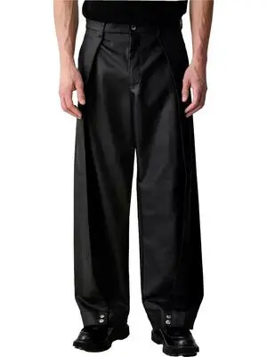 Rains Wide-leg Trousers With Press-stud Cuffs - Black