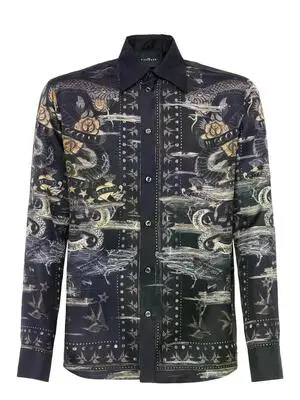 John Richmond Graphic-print Long-sleeved Shirt - Black
