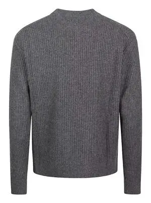 Maison Kitsuné Ribbed-knit Fox Head Sweater - Grey