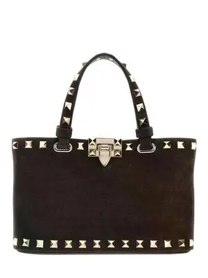 Valentino Garavani Valentino Garavani Rockstud Suede Mini Shopping Bag Brown