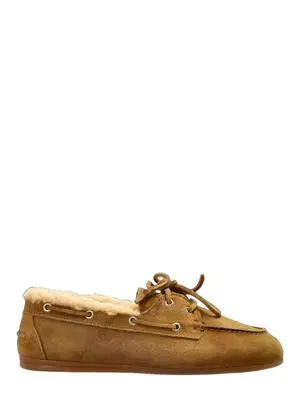 POSA Posa Boat Shearling-Lined Calf Suede Loafers