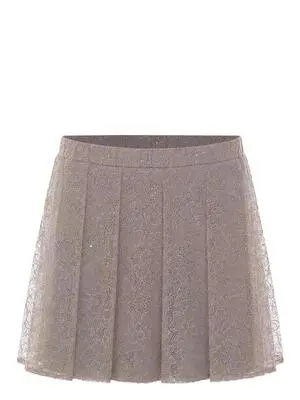 TWINSET Lace And Sequinned Mini Skirt - Neutrals