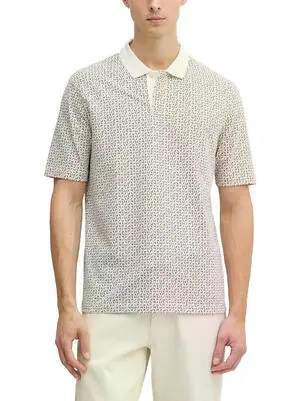Armani Exchange Monogram-print Short-sleeve Polo Shirt - Neutrals