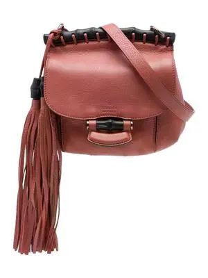 Gucci Leather Bamboo Nouveau Fringe Crossbody Bag - Pink