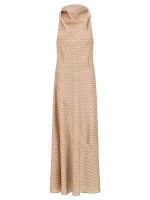 Herno Hanging Hook Print Silk Maxi Dress - Neutrals