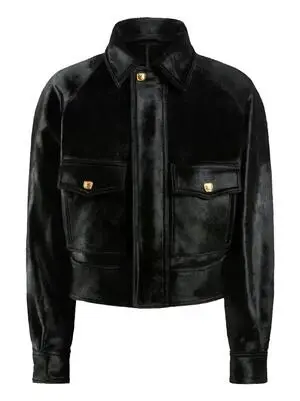 GIUSEPPE ZANOTTI Pony Hair Jacket With Gold-tone Details - Black