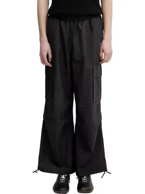 PUMA Logo-embroidered Wide-leg Cargo Pants - Black