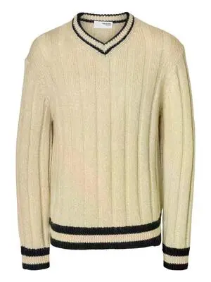 SELECTED Ribbed Knit V-neck Sweater - Neutrals