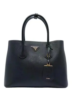 Prada Saffiano Cuir Double Satchel - Black