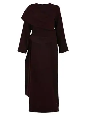 LOODYANA Pleated Wrap-around Maxi Dress - Red