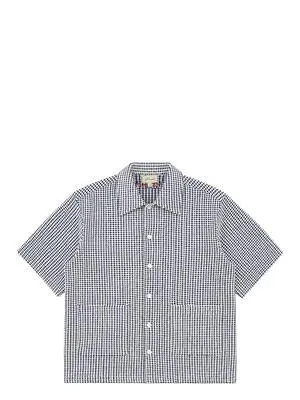 NOEND Textured Convertible Collar Shirt In Cloud - Blue