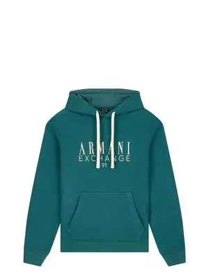 Armani Exchange Hooded Sweatshirt In Cotton French Terry - Green