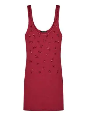 Armani Exchange Slim Fit Dress Knitted Viscose Blend Red