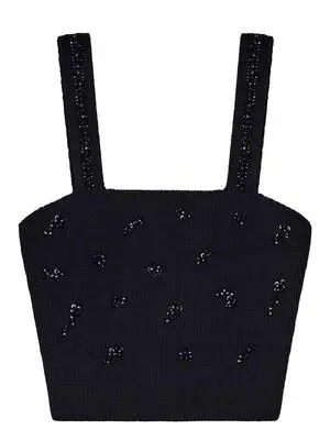 Armani Exchange Slim-fit Knit Top With Sequins - Black