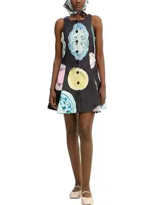 STINE GOYA Stine Goya Plate Print Button-Up Mini Dress