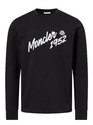 Moncler Scribble Logo-print Long-sleeve Cotton T-shirt - Black