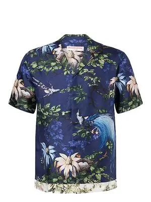 Orlebar Brown Maitan Printed Short-sleeve Silk Shirt - Night Iris