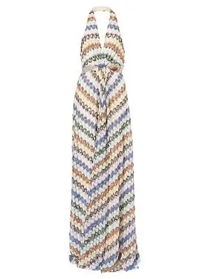 Missoni Halter-neck Chevron Knitted Maxi Dress - Multi Light Version