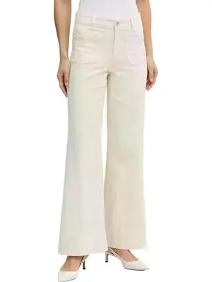 OUI Cream Wide Leg Patch Pocket Jeans - Neutrals