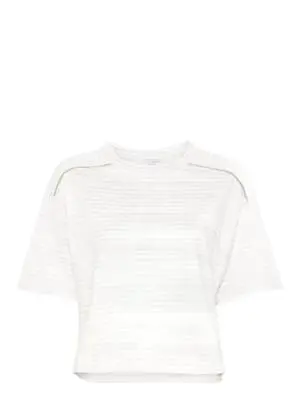 Brunello Cucinelli Striped Cotton T-shirt - Grey