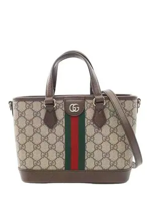 Gucci Small Gg Supreme Web Ophidia Satchel - Neutrals