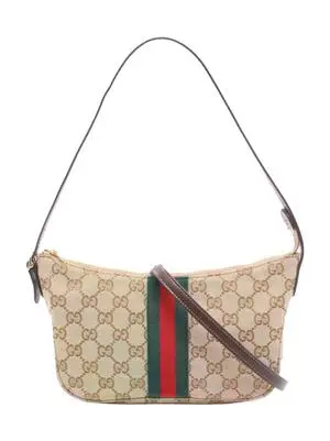 Gucci Small Gg Canvas Web Lunetta Satchel - Neutrals