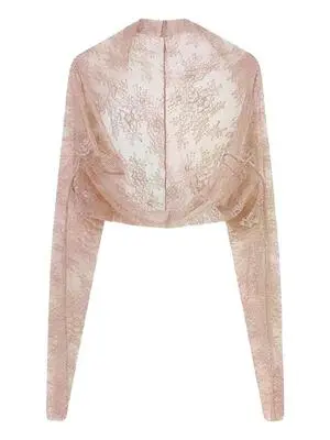Alberta Ferretti Lace Cropped Jacket - Pink