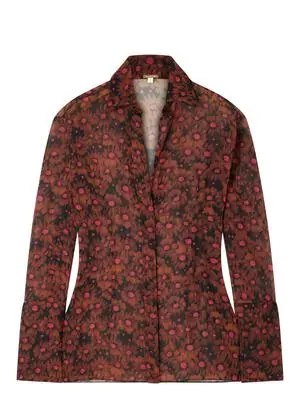 CALA DE LA CRUZ Cala De La Cruz Floral-Print Chiffon Shirt