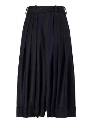 VIVIENNE WESTWOOD Striped Satin-wool Culotte Shorts - Blue