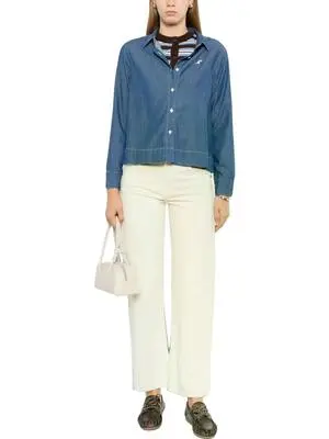 AGNES B. Embroidered Dinosaur Shirt - Blue