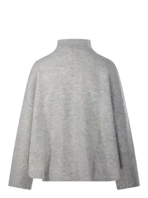 ALLUDE High-neck Drop-shoulder Sweater - Grey