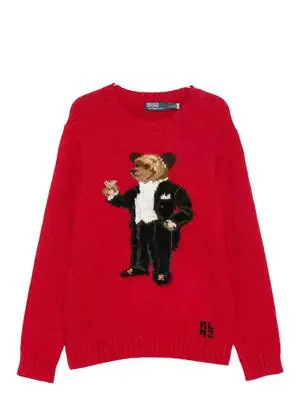 Polo Ralph Lauren Polo Bear Intarsia Knit Sweater - Red