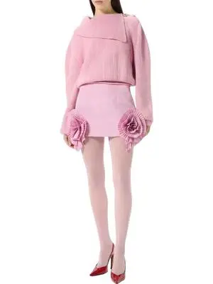 BLUMARINE Blumarine Rose Detail Taffeta Mini Skirt