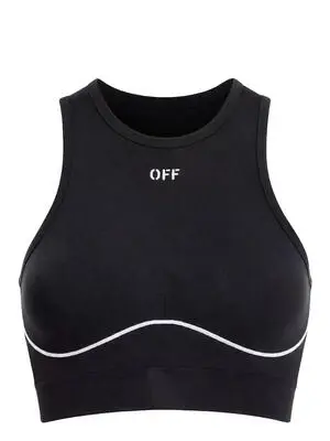 Off-White Logo Print Cropped Top - Black