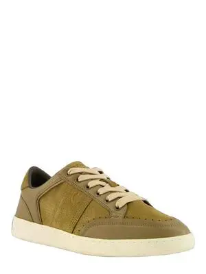 FERRAGAMO Suede And Leather Low-top Trainers - Brown