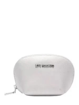 MOSCHINO Logo Plaque Faux Leather Makeup Bag